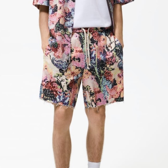 Zara | Shorts | Zara Men 2 Pieces Matching Set Floral Print Overshirt ...
